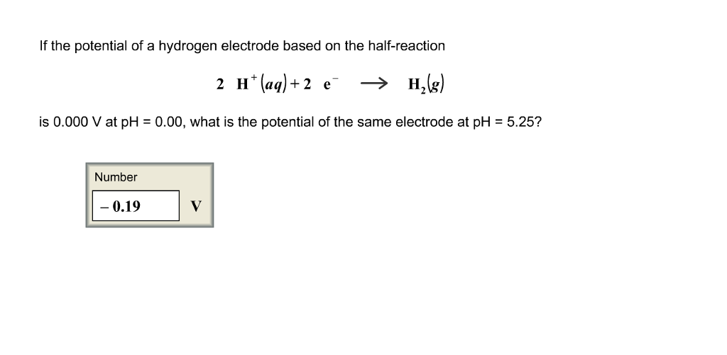Solved If the potential of a hydrogen electrode based on the | Chegg.com