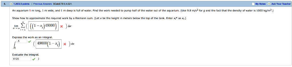 Solved 5. 1.26/2.5 points | Previous Answers SCalcET8 | Chegg.com