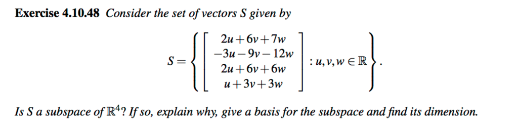 Solved Exercise 4 10 48 Consider The Set Of Vectors S Given
