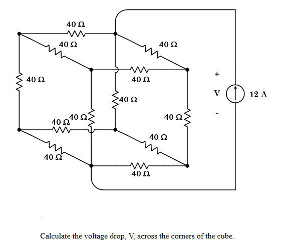 Solved 40 Ω 40 Ω 40 Ω 40 Ω 12 A 40 Ω 40 Ω40 Ω 40Ω 40Ω 40 Ω | Chegg.com