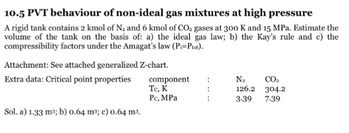 Solved 10.5 PVT behaviour of non-ideal gas mixtures at high | Chegg.com