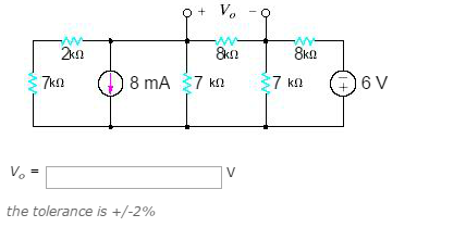 Solved Find Vo in the network in the figure below using | Chegg.com