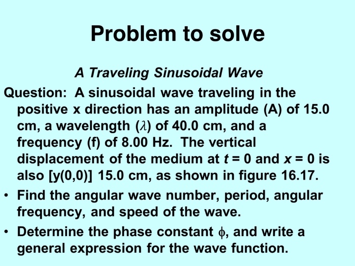 Solved A Sinusoidal Wave Traveling In The Positive X