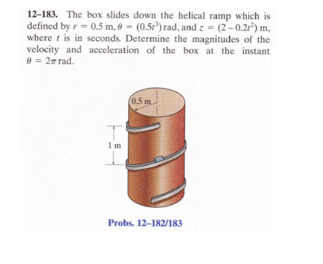 Solved The box slides down the helical ramp which is defined | Chegg.com