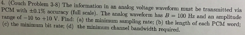 Solved 4. (Couch Problem 3-8) The information in an analog | Chegg.com
