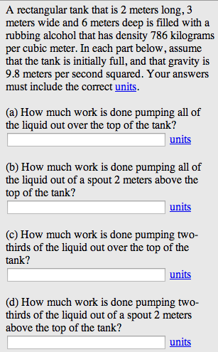 Solved A rectangular tank that is 2 meters long, 3 meters | Chegg.com