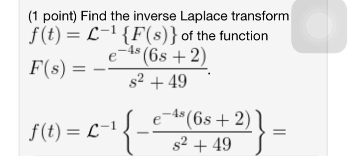 Solved (1 point) For the functions f (t) = 3t and g(t) | Chegg.com
