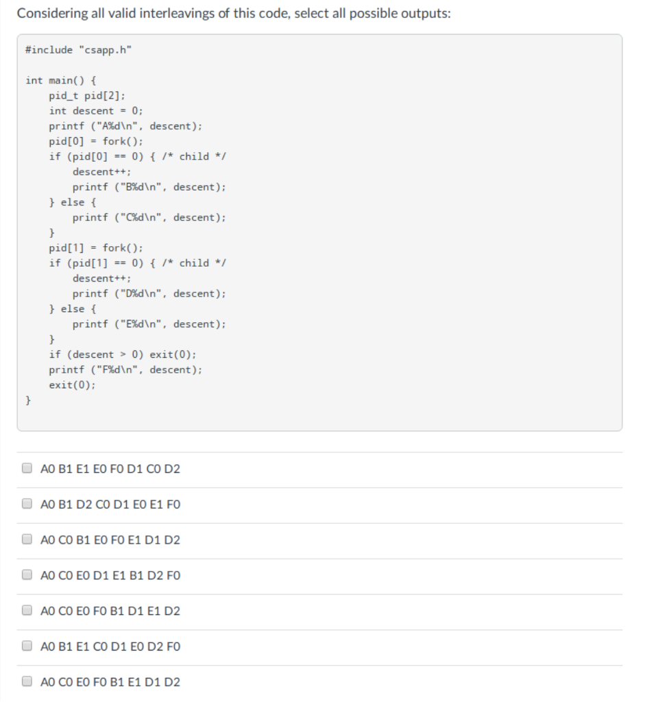 Solved Considering all valid interleavings of this code, | Chegg.com
