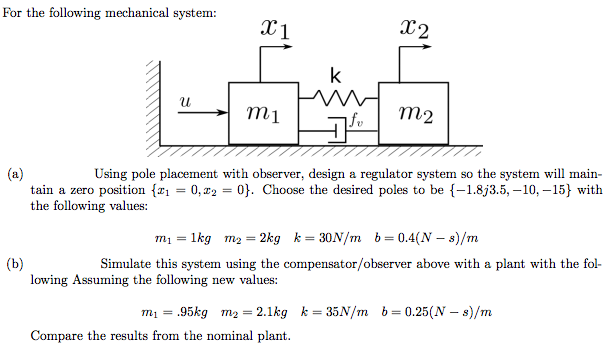 For the following mechanical system: Using pole | Chegg.com