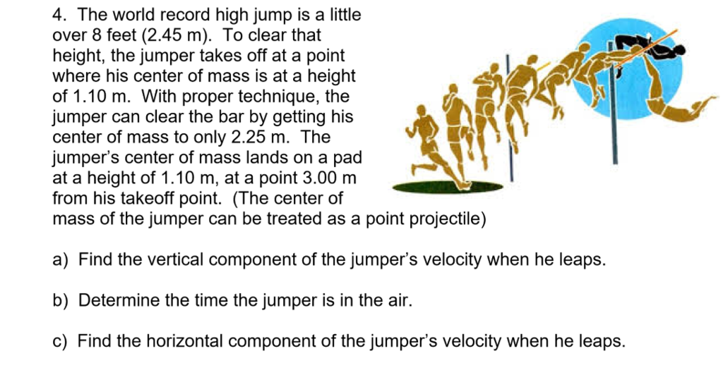 Solved 4. The world record high jump is a little over 8 feet | Chegg.com