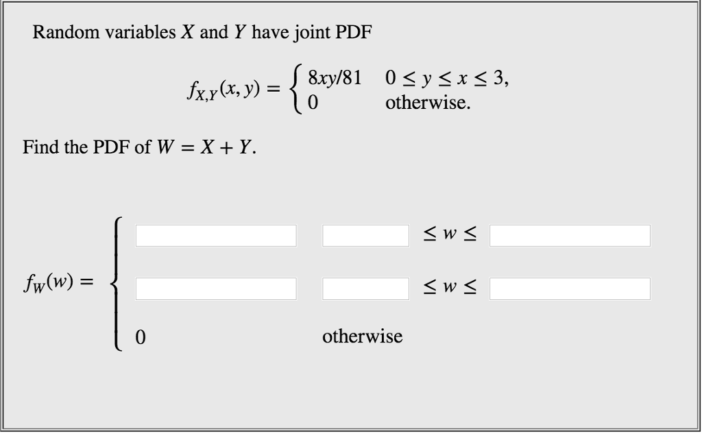 Solved Random variables X and Y have joint PDF f_X, Y(x, y) | Chegg.com