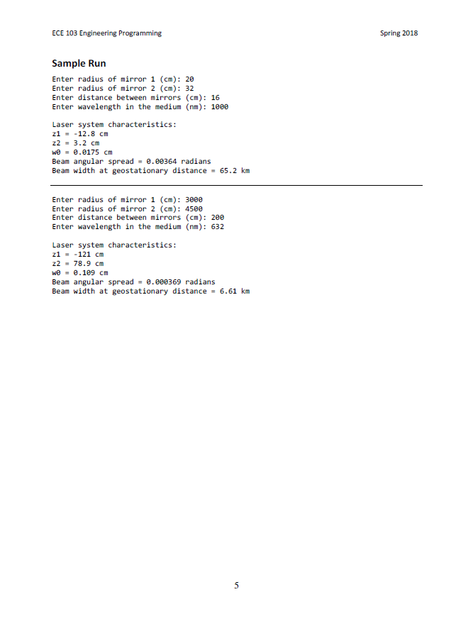 ECE 103 Engineering Programming Spring 2018 Primary | Chegg.com