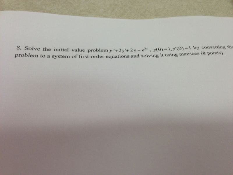 Solved Solve the initial value problem y" + 3y' + 2y = e3x, | Chegg.com