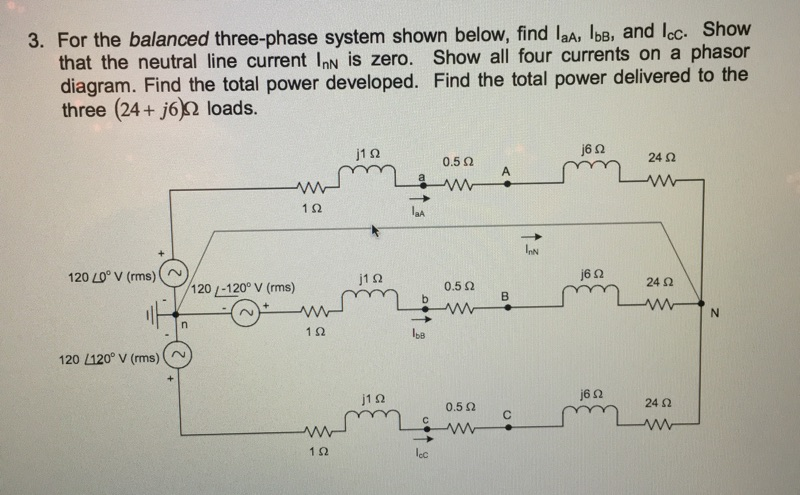 Solved 3. For the balanced three-phase system shown below, | Chegg.com
