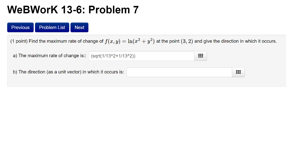 Solved Find The Maximum Rate Of Change Of F x Y Ln x 2 Chegg solved-find-the-maximum-rate-of-change-of-f-x-y-ln-x-2-chegg
