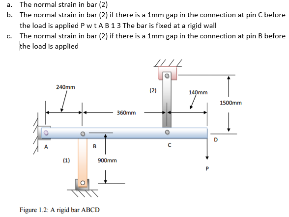 Solved A Rigid bar ABCD at a lab is supported by two bars as | Chegg.com