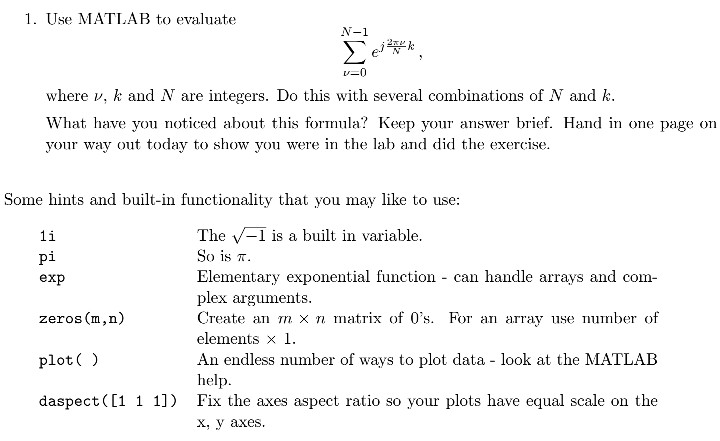 Solved 1. Use MATLAB to evaluate where v, k and N are | Chegg.com