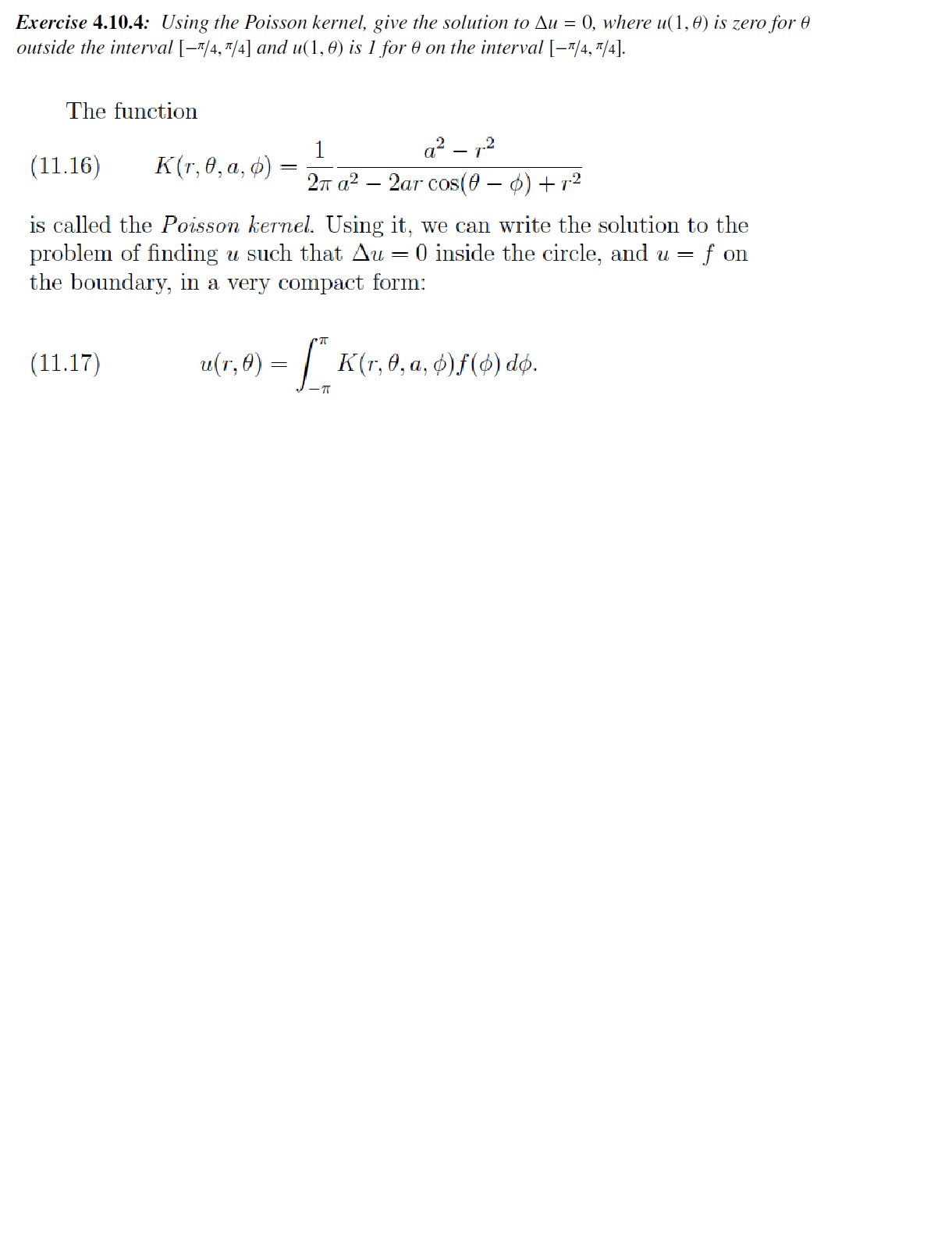 Solved Using the Poisson kernel, give the solution to deltau | Chegg.com