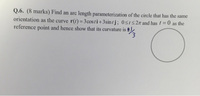 Solved Find an arc length parameterization of the circle | Chegg.com