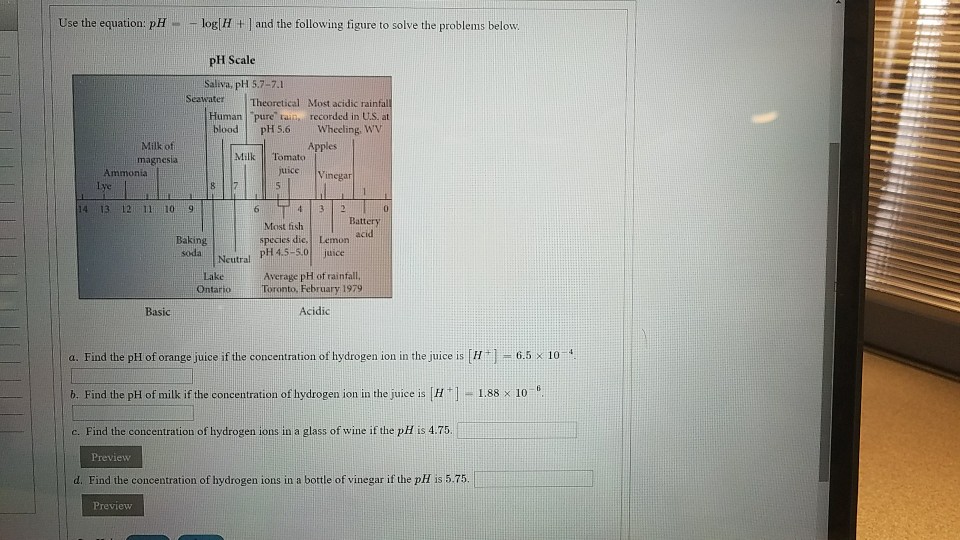 Solved Use the equation: pH logHl and the following figure | Chegg.com
