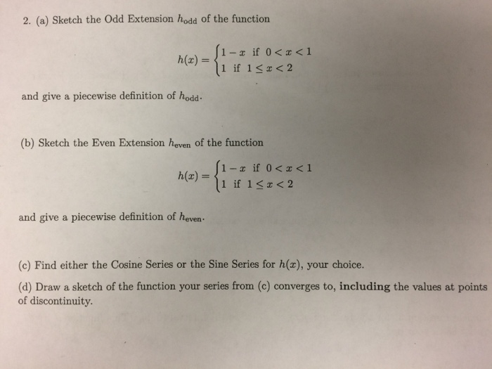 Solved Sketch the Odd Extension h_odd of the function h(x) | Chegg.com