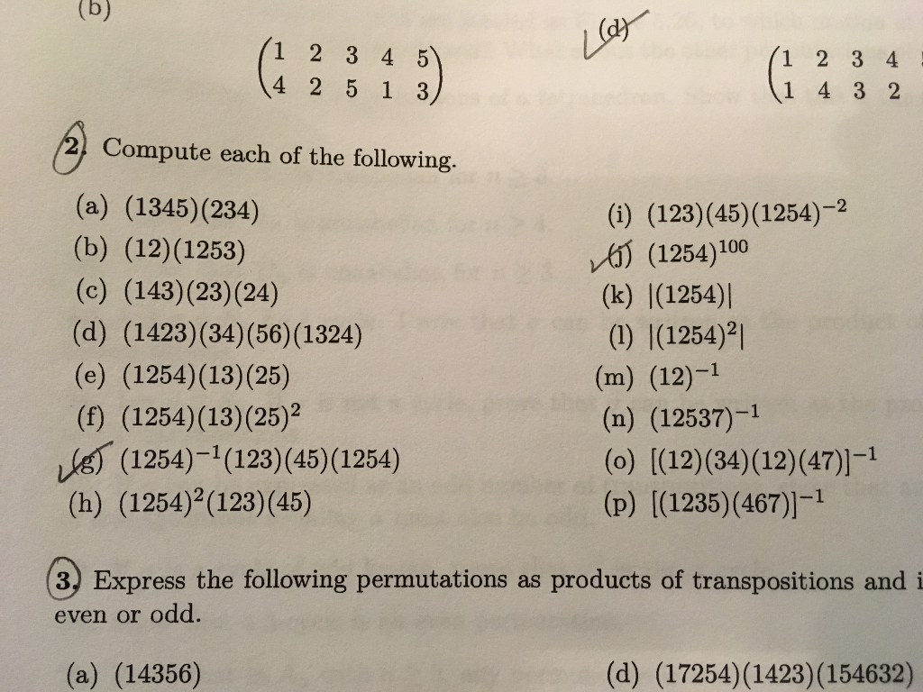 Solved 1 2 3 4 5 ( 3 4 Compute each of the following. (a) | Chegg.com