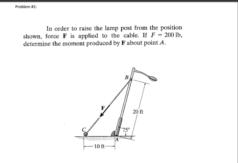 Solved In order to raise the lamp post from the position | Chegg.com