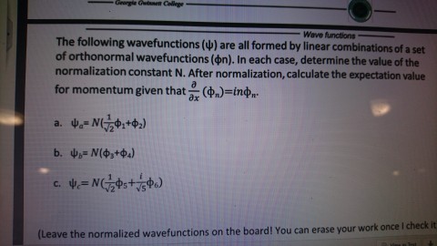 Solved The following wavefunctions (psi) are all formed by | Chegg.com