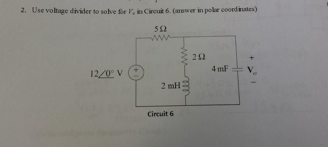 Solved Use the voltage divider to solve for Vo in circuit 6 | Chegg.com Solved Use the voltage divider to solve for Vo in circuit 6 | Chegg.com