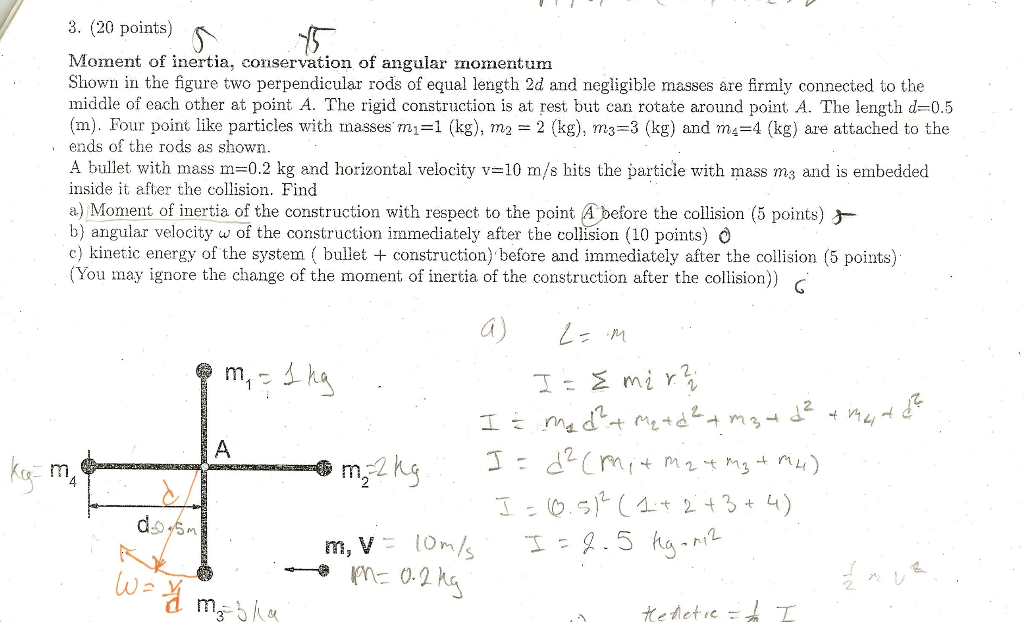 Solved 3 20 Points Moment Of Inertia Conservation Of