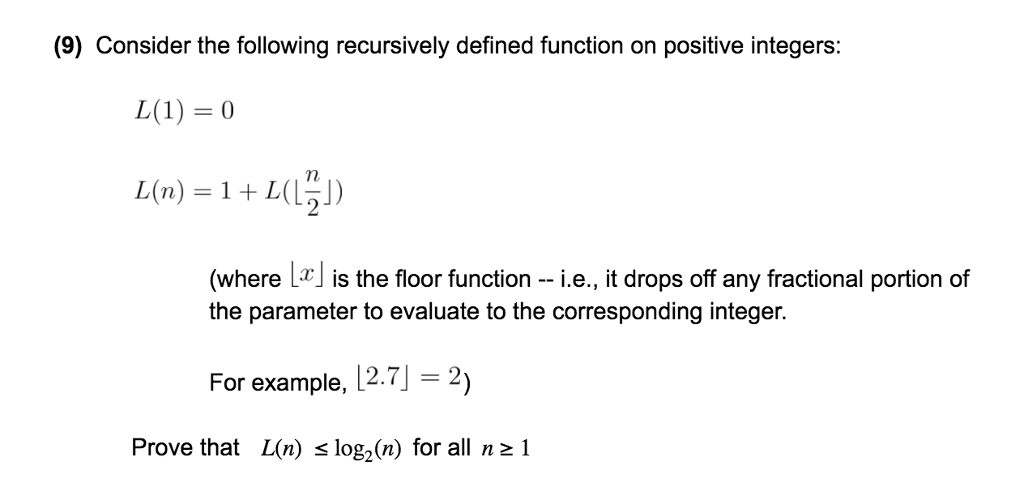 Solved (9) Consider the following recursively defined | Chegg.com