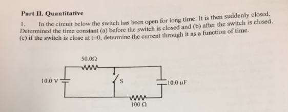 Solved In the circuit below the switch has been open for | Chegg.com