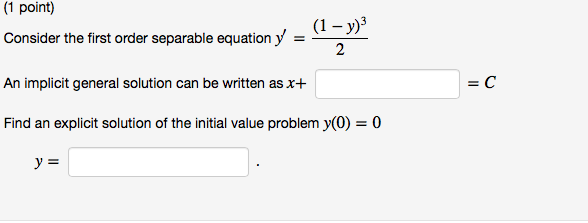 Solved Consider the first order separable equation y' = (1 - | Chegg.com