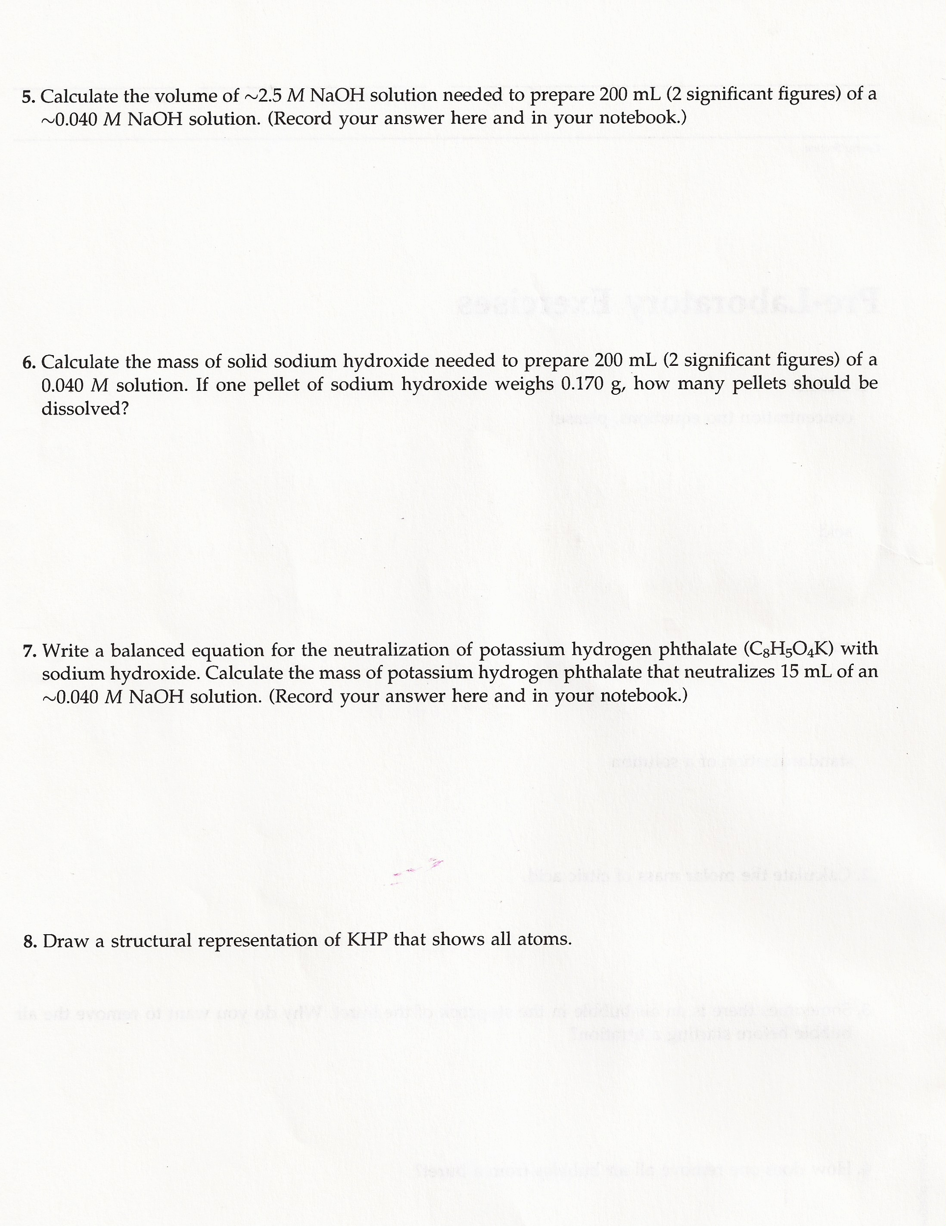Solved Pre-Laboratory Exercises 1. Define: concentration (no | Chegg.com