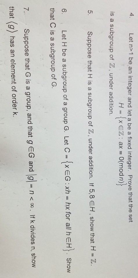 Solved 4 Let n>1 be an integer and let a be a fixed integer. | Chegg.com