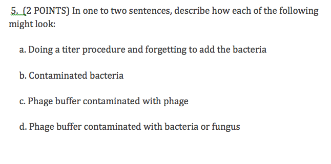 Solved In one to two sentences, describe how each of the | Chegg.com