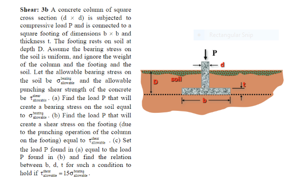 Solved Shear: 3b A concrete column of square cross section | Chegg.com