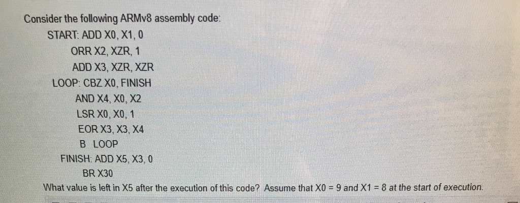 Consider The Following Armv8 Assembly Code Start 3551