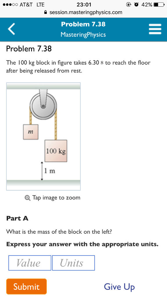 Solved The 100 kg block in figure takes 6.30 s to reach the | Chegg.com