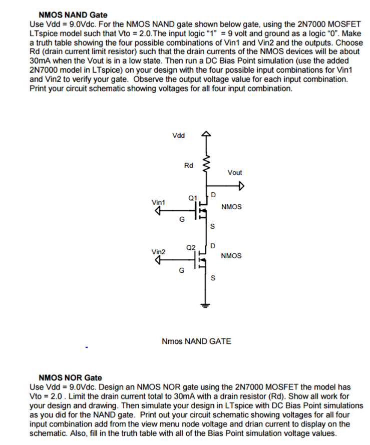 NMOS NAND Gate Use Vdd = 9.0Vdc. For the NMOS NAND | Chegg.com