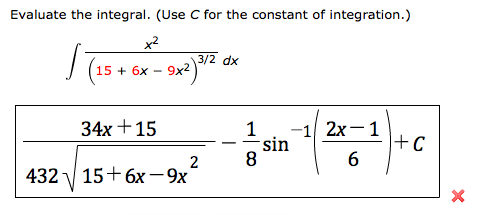 Solved Evaluate the integral. (Use C for the constant of | Chegg.com