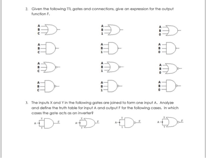 Solved 2. Given the following TTL gates and connections, | Chegg.com
