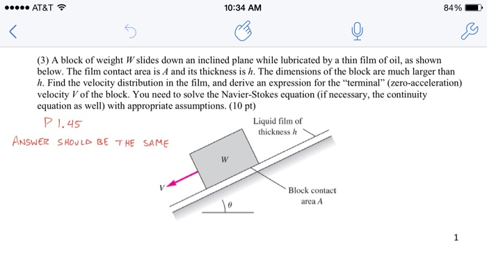 Solved A block of weight Wslides down an inclined plane | Chegg.com