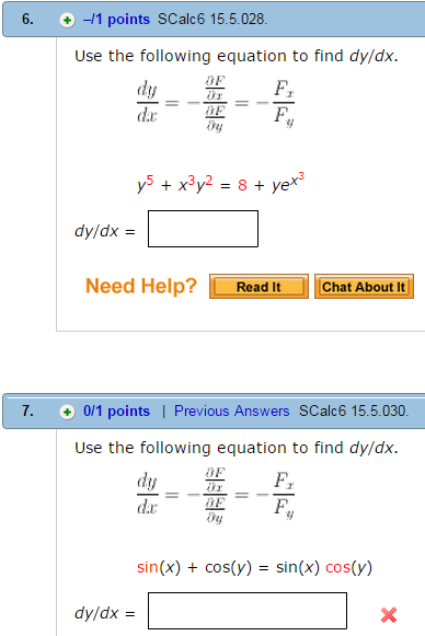 Solved Use the following equation to find dy/dx. Use the | Chegg.com