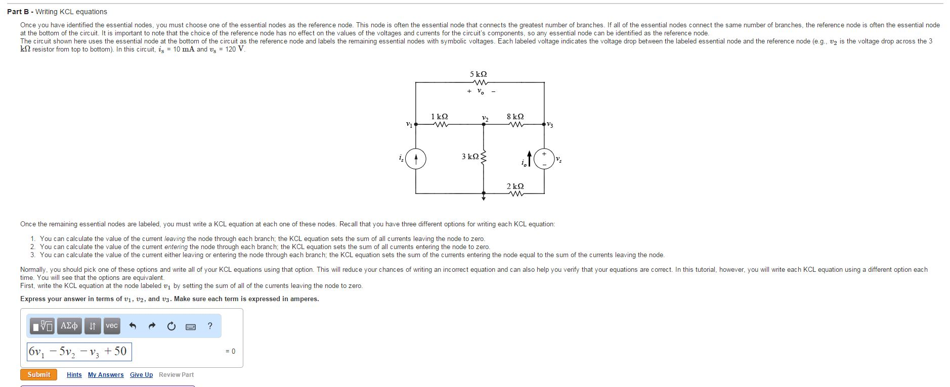 Solved Part B - Writing KCL equations Once you have | Chegg.com