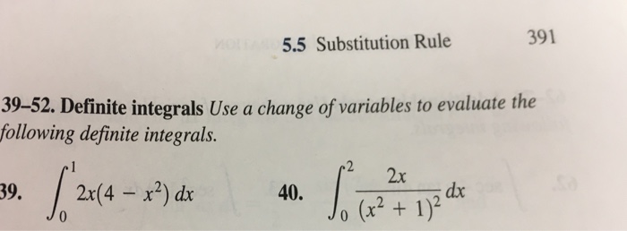 Solved Definite integrals Use a change of variables to | Chegg.com