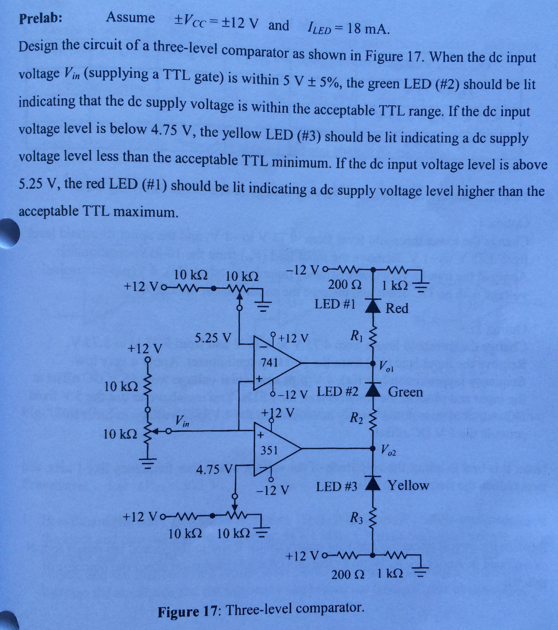 Solved Design the circuit of a three-level comparator as | Chegg.com