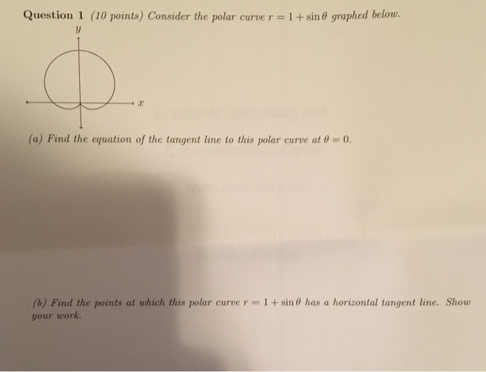 Solved Consider the polar curve r= 1+ sin theta graphed | Chegg.com