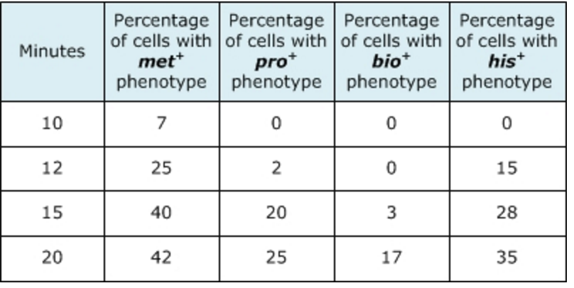 Solved An Hfr strain that is met + pro + bio + his + was | Chegg.com