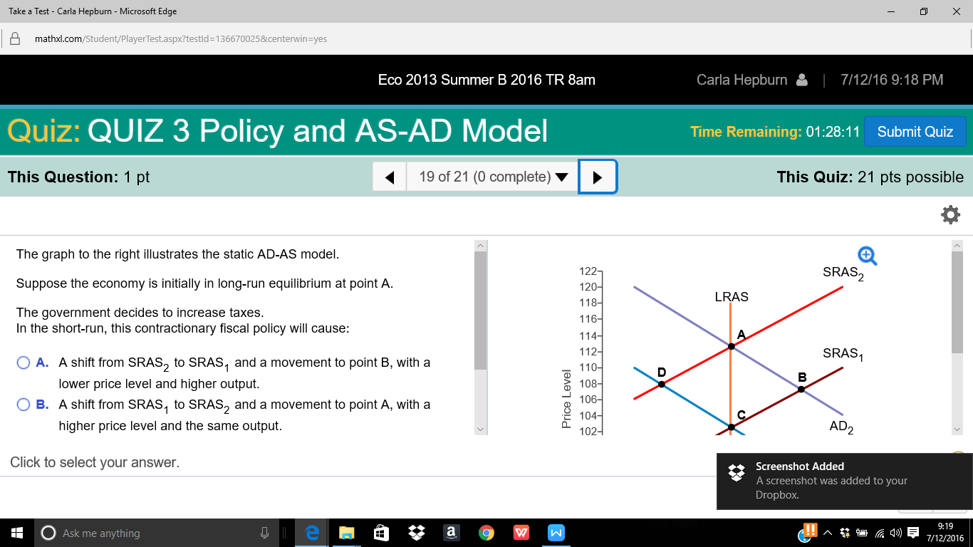 Solved The graph to the right illustrates the static AD-AS | Chegg.com